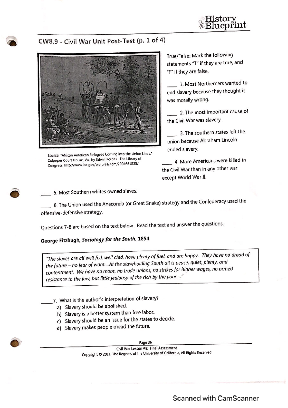 Civil War Unit Post-Test - Studocu