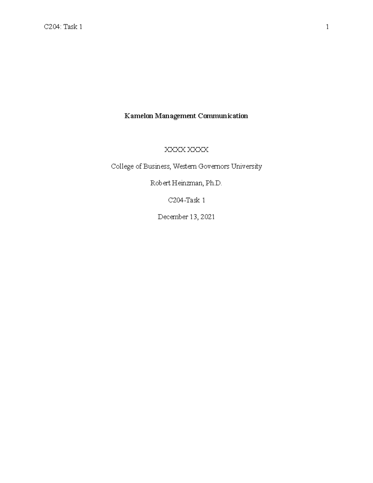 C204 Management Communications Task 1_2021_Received Excellence Award ...