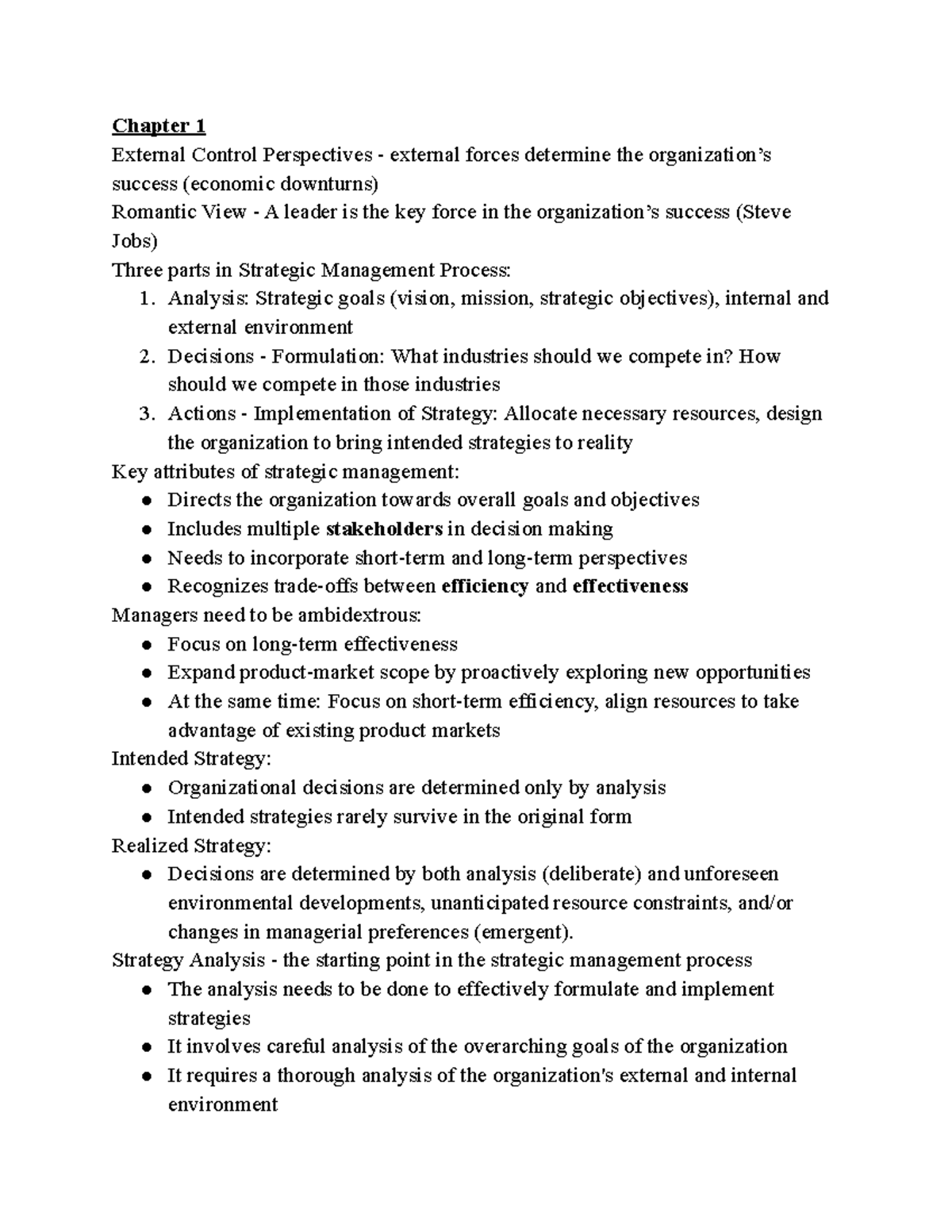 Capstone Notes Chatper 1 - Chapter 1 External Control Perspectives ...