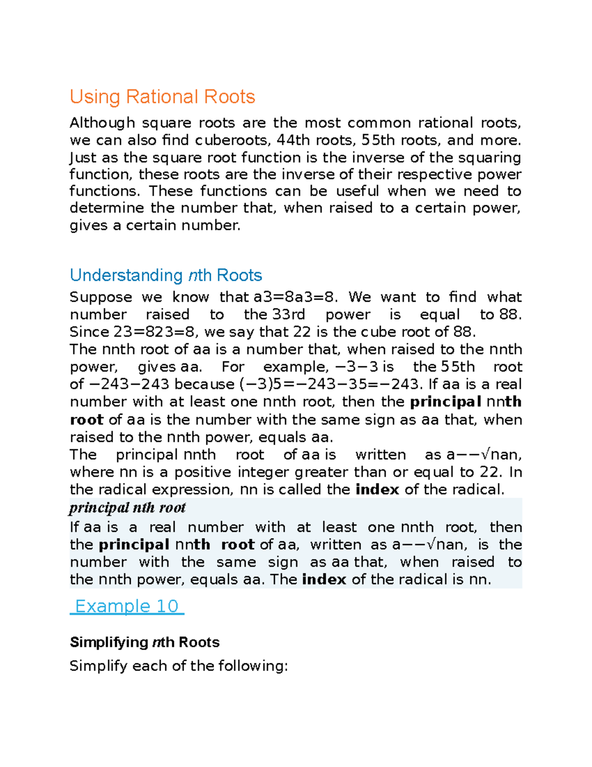 1-4 Reading and Participation Activities Radicals and Rational ...