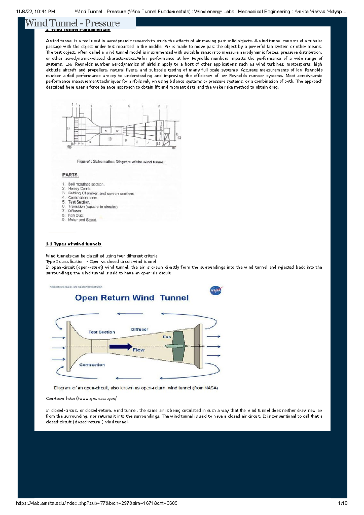 Wind Tunnel Generic - 1. Wind Tunnel Fundamentals A wind tunnel is a ...