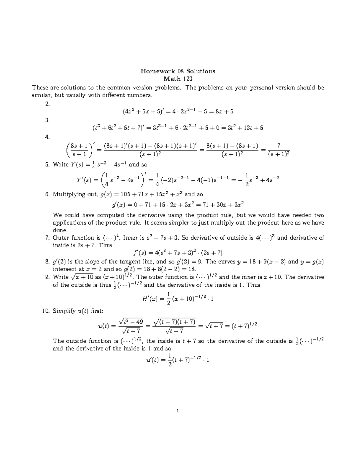 HW08 - homework answers - Homework 08 Solutions Math 123 These are ...