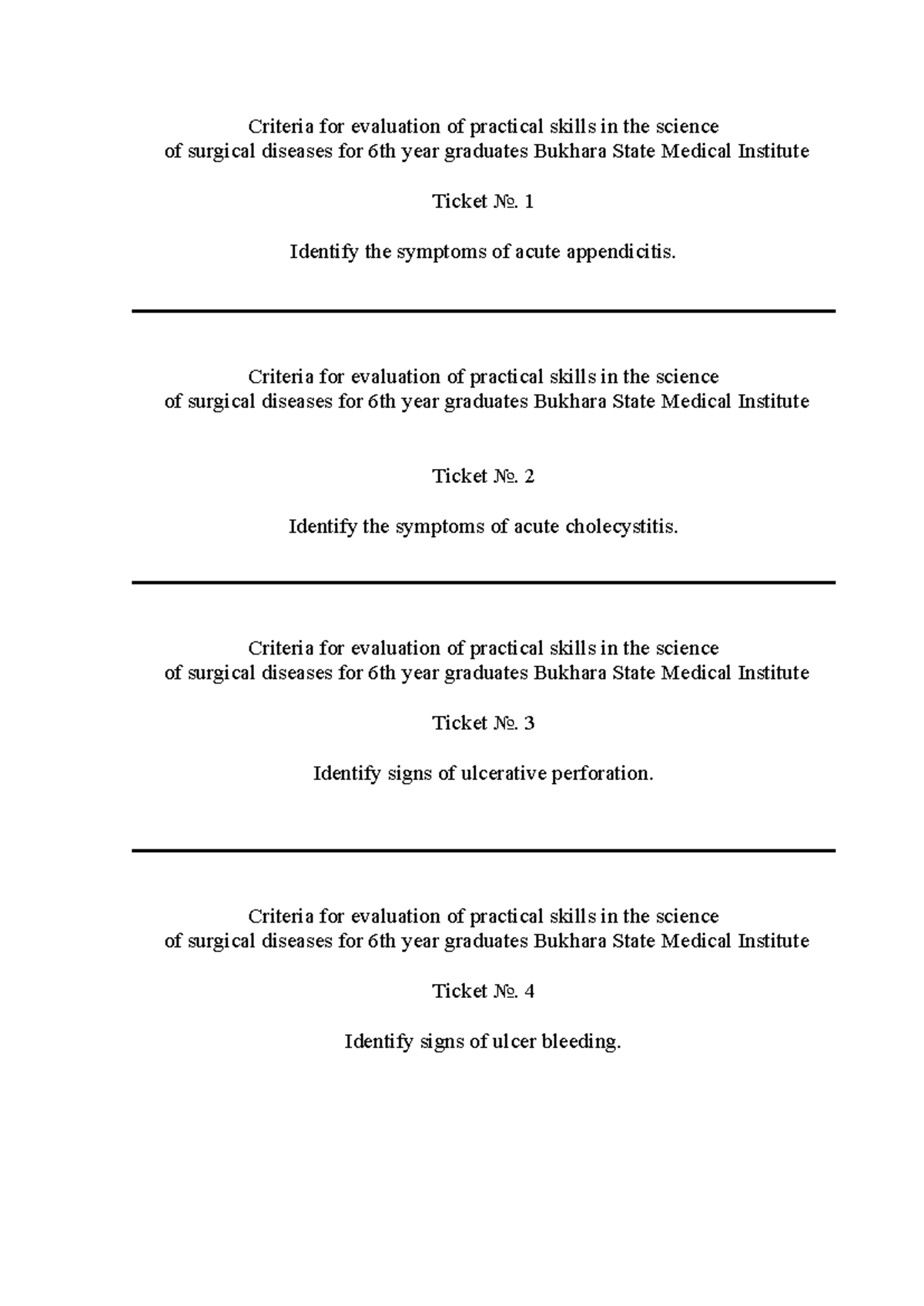 Surgery - Criteria for evaluation of practical skills in the science of ...