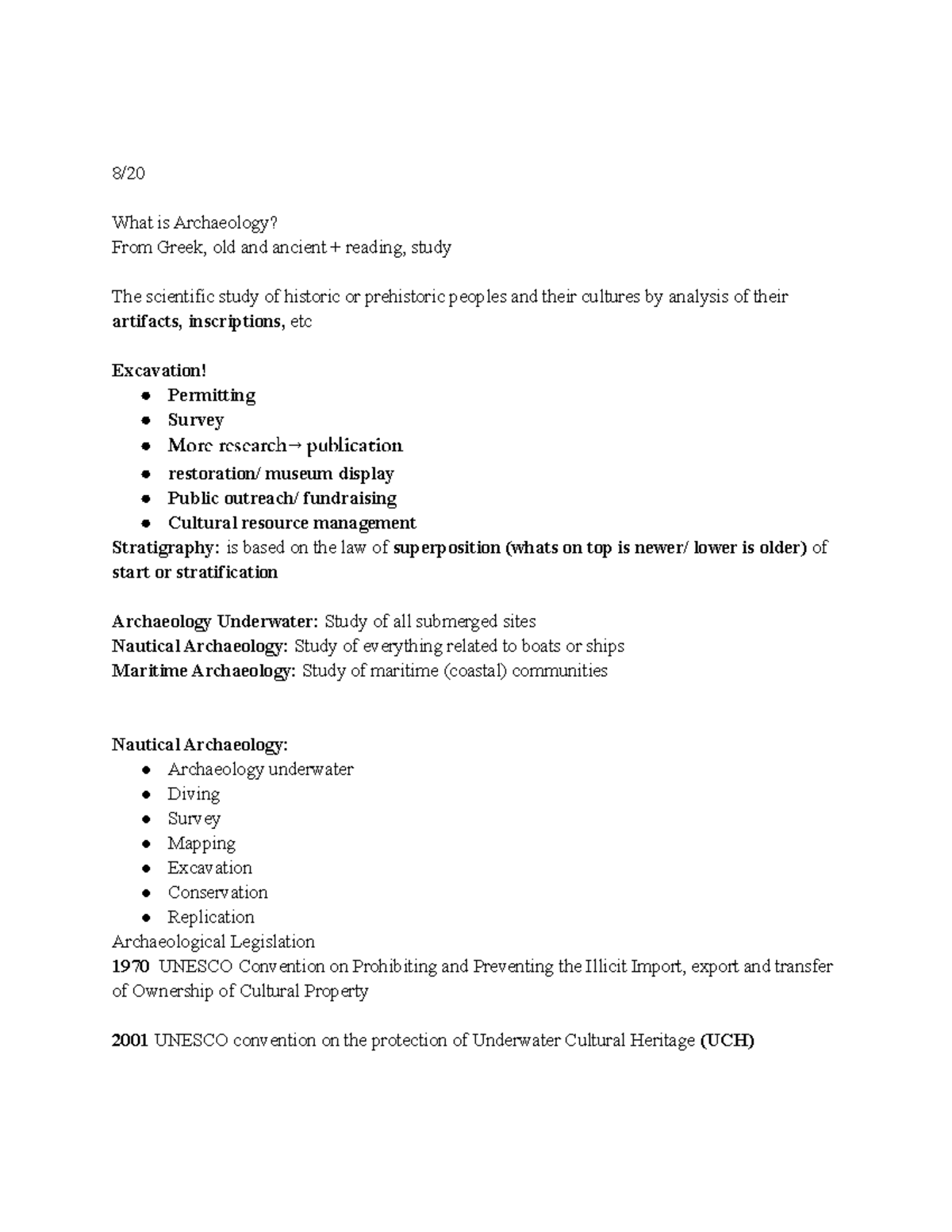 Notes - 8/ What is Archaeology? From Greek, old and ancient + reading ...