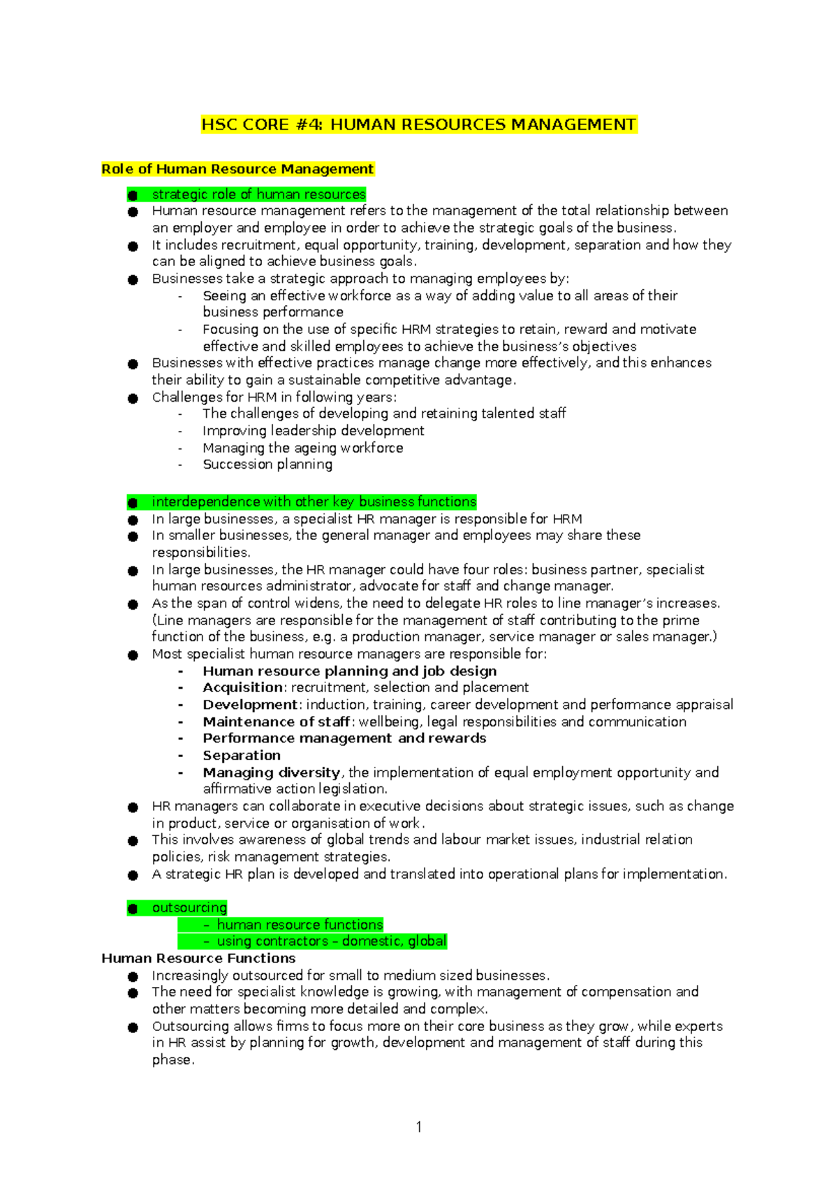 HSC CORE 4 - Human Resources Management - HSC CORE #4: HUMAN RESOURCES ...
