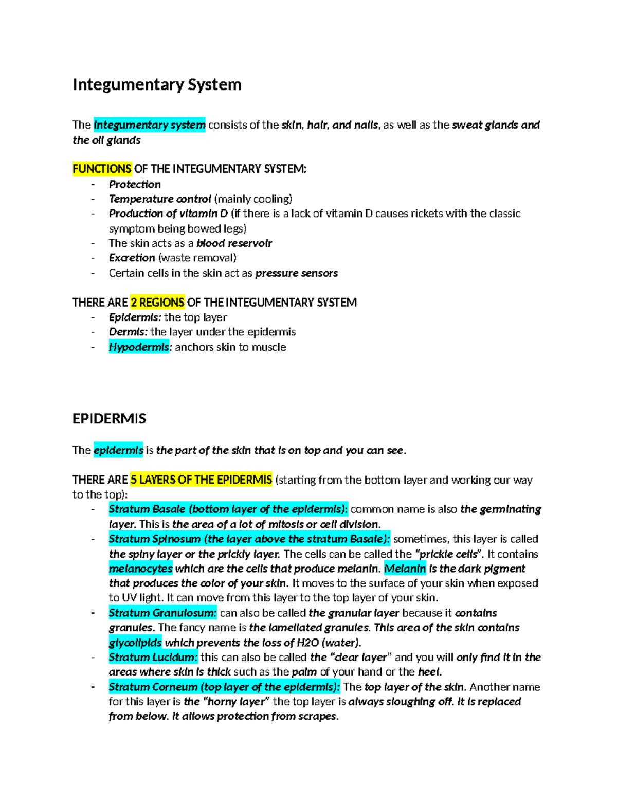 A&P 3 Integumentary System - Integumentary System The integumentary ...