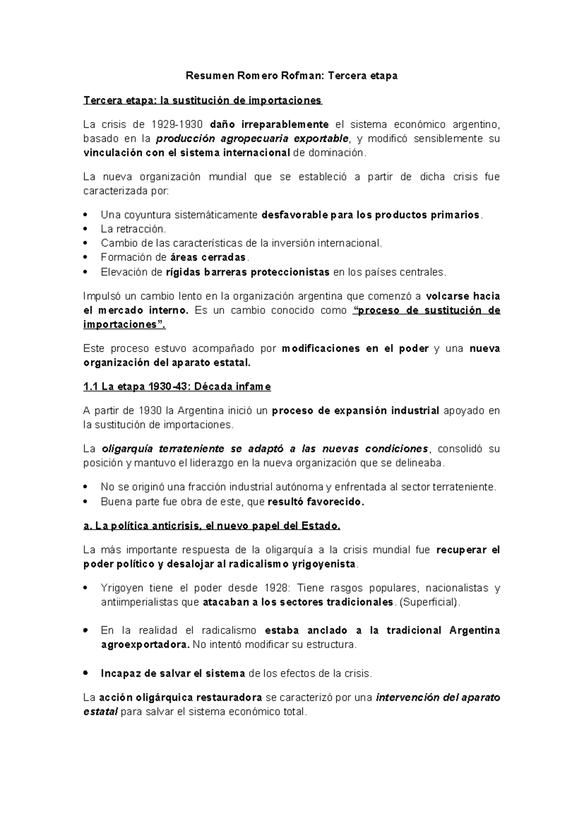 Resumen Romero Rofman Tercera etapa - Resumen Romero Rofman: Tercera etapa Tercera etapa: la ...