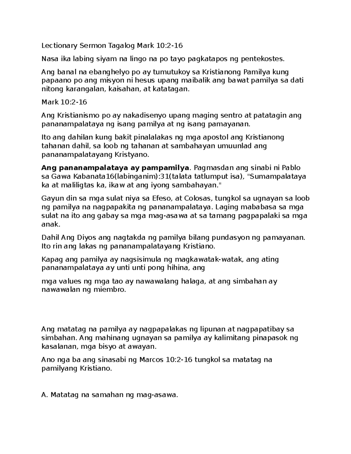 Lectionary Sermon Tagalog Mark 10 sjsbs sjs - Emotional Intelligence ...