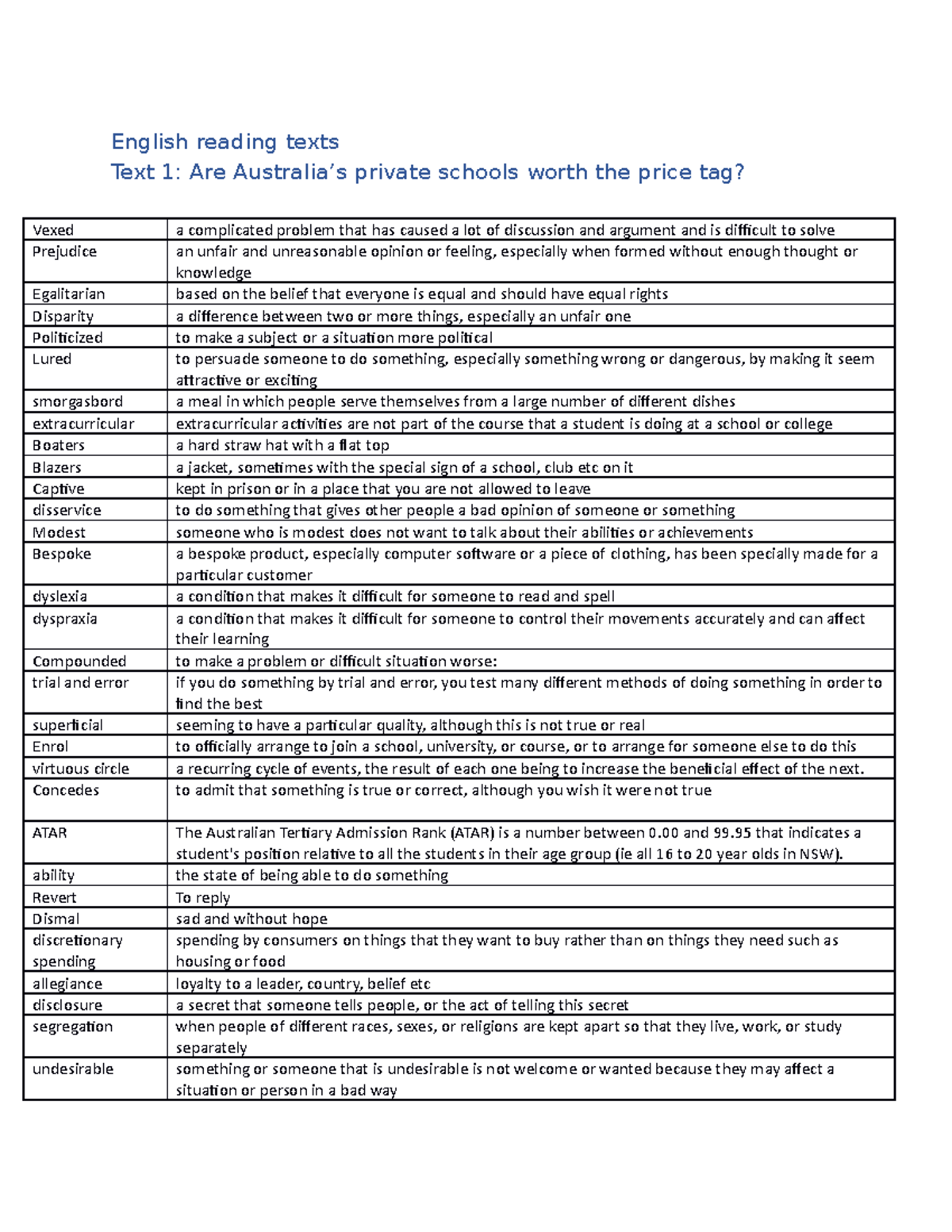 English reading text 1 alle moeilijke woorden - English reading texts ...