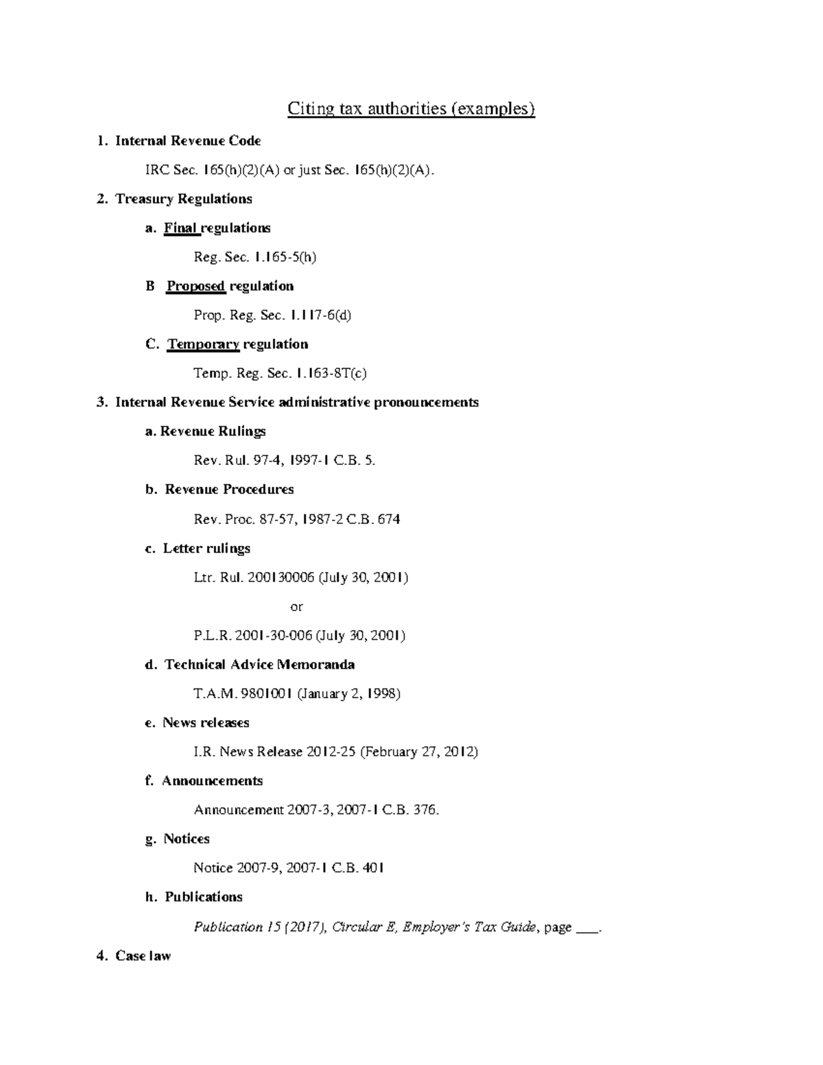 Citing Tax Authorities Outline V2 - Citing tax authorities (examples ...