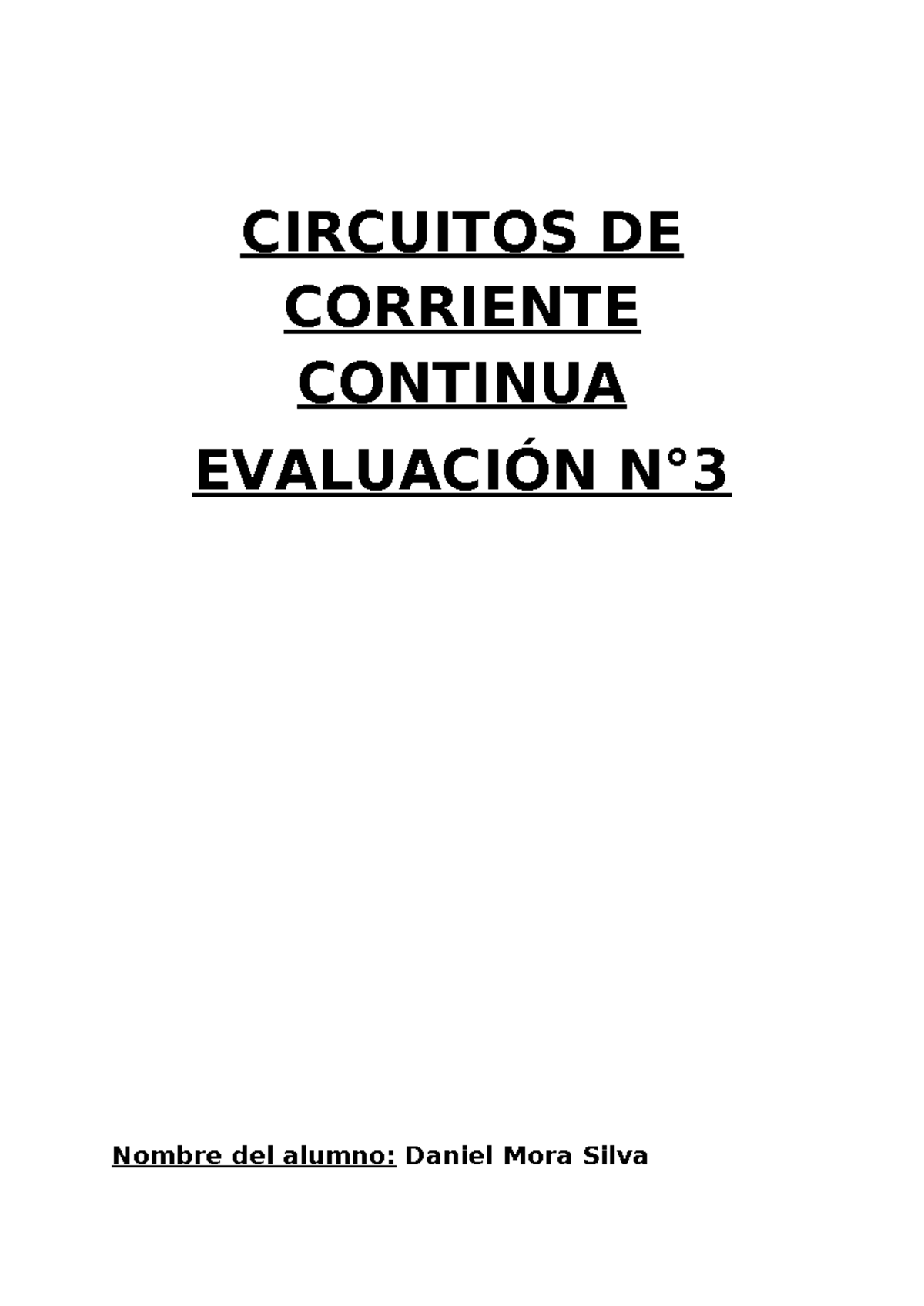 Documento 1 Circuitos De Corriente Continua EvaluaciÓn N° Nombre Del