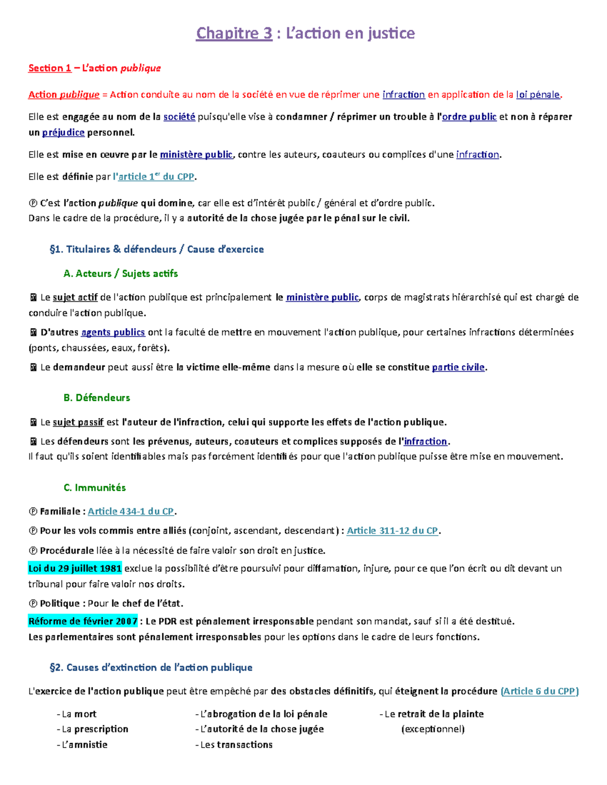 Chapitre 3 - Notes de cours 3 - Chapitre 3 : L’action en justice ...