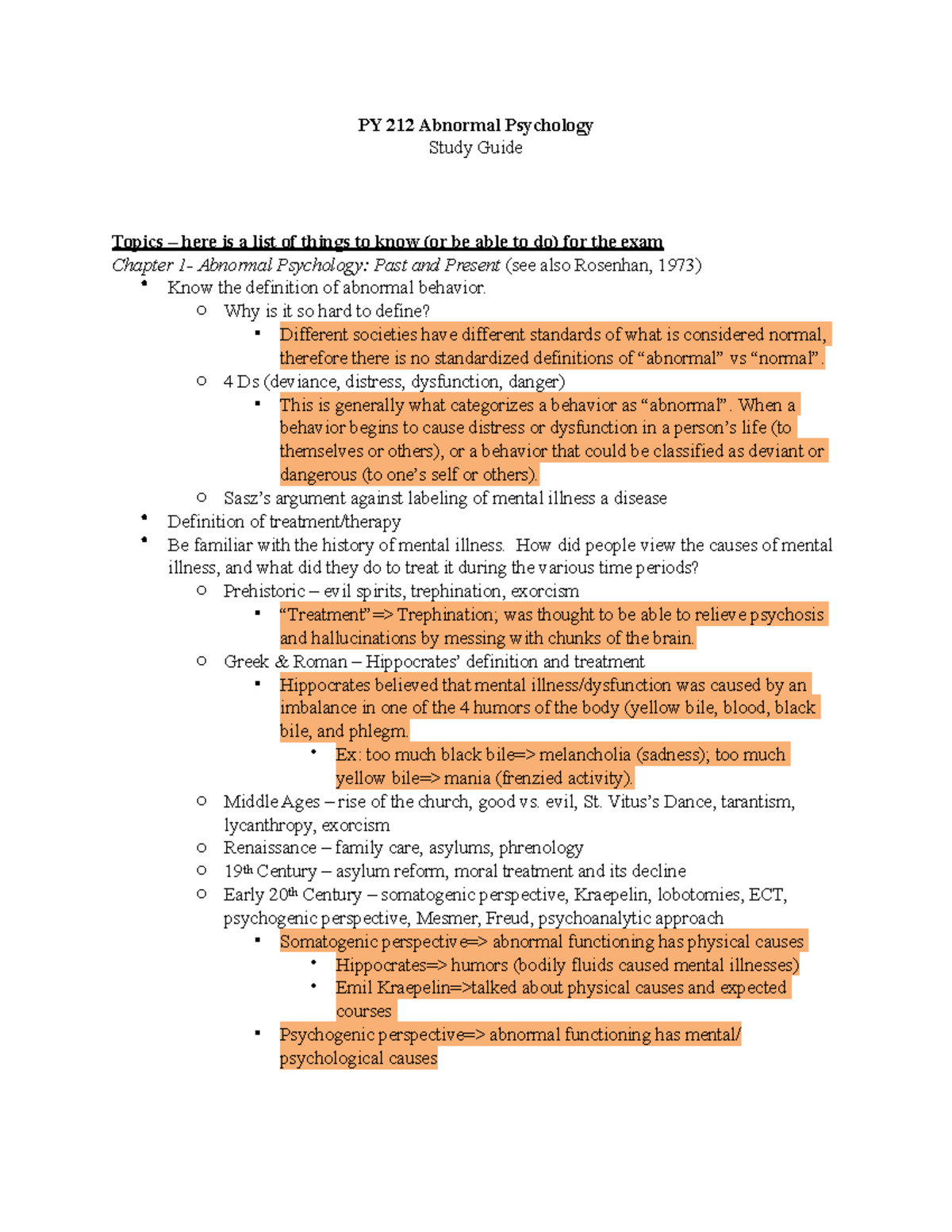 212 Study Guide - all chapters - PY 212 Abnormal Psychology Study Guide ...