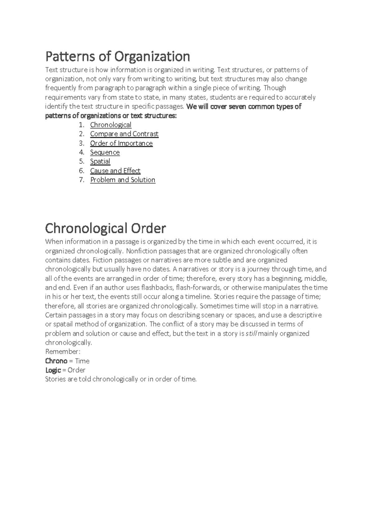 Meeting 19-20 Patterns of Organization - Patterns of Organization Text ...