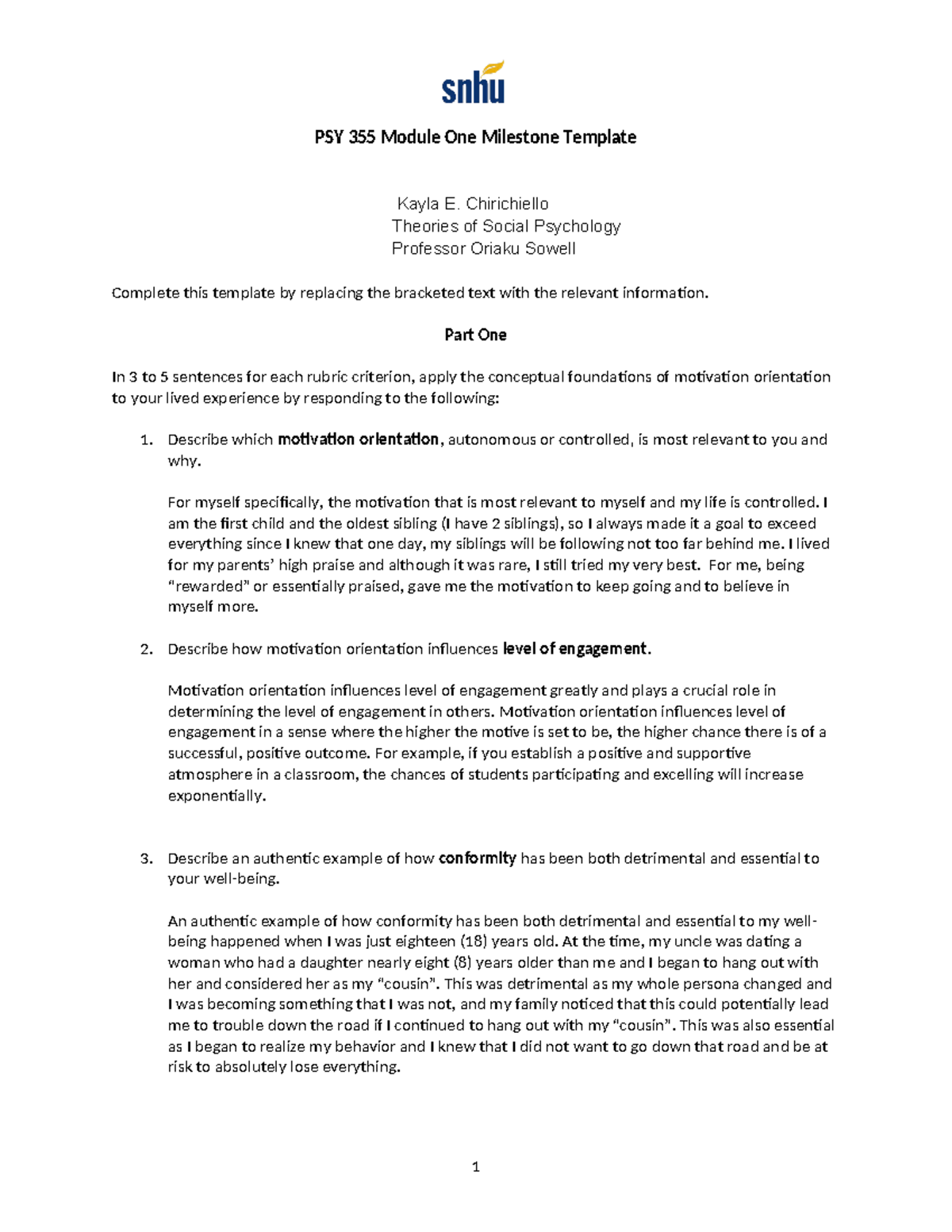 PSY 355 Module One Milestone- K. Chirichiello - PSY 355 Module One ...