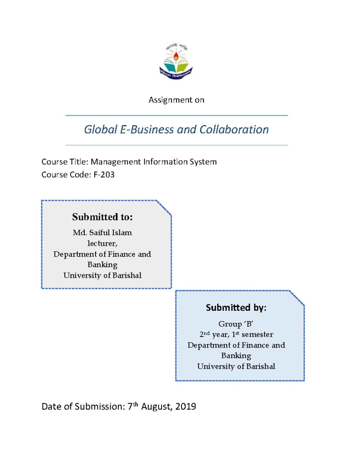 MIS chapter 2(Group B) pdf - Assignment on Global E-Business and Collaboration Course Title ...