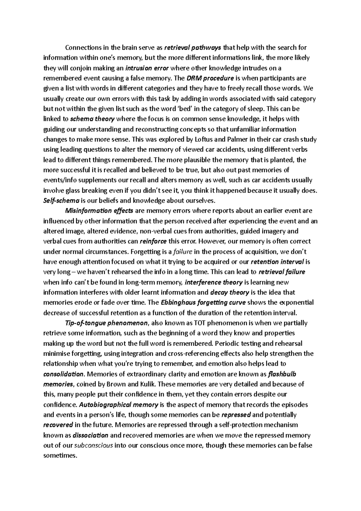 Connections - The DRM procedure is when participants are given a list ...