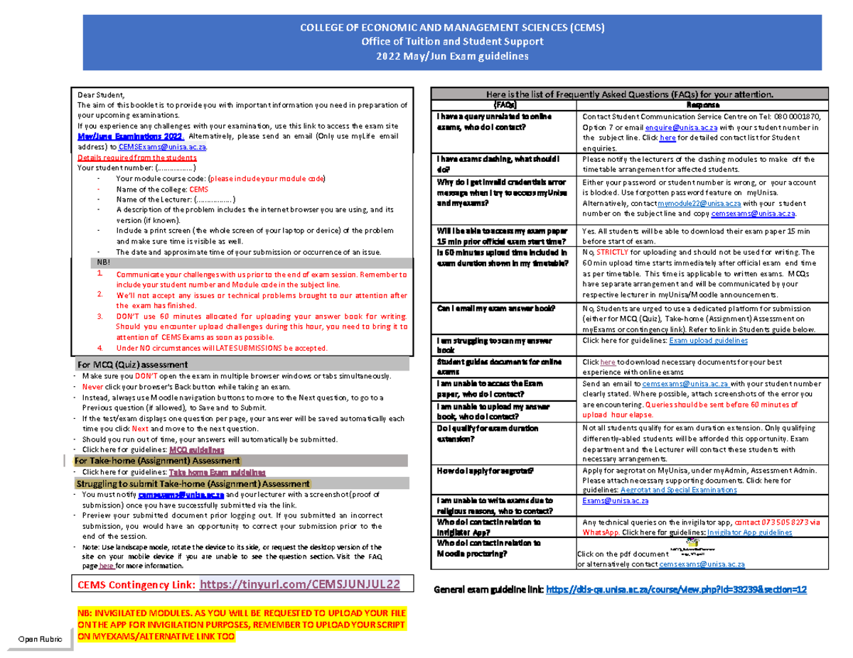 Final exam booklet 20 May June 2022 - · Make sure you DON’T open the ...