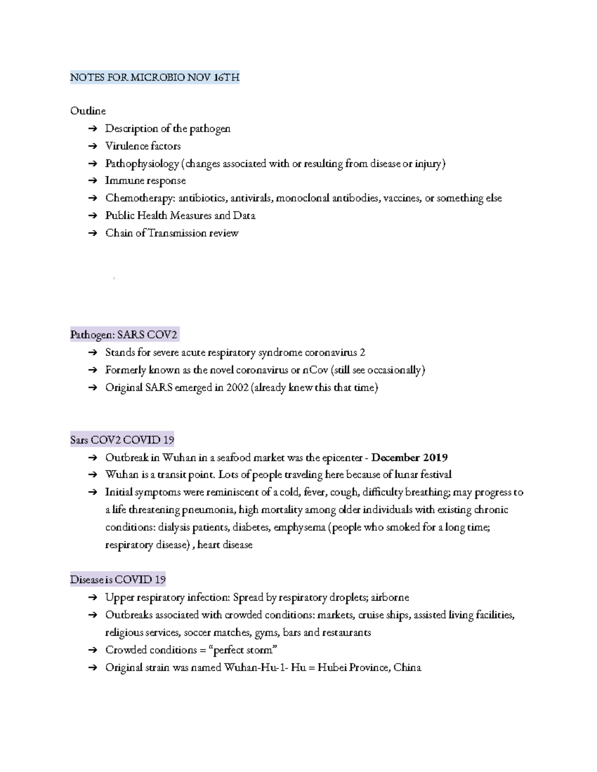 Microbio NOV 16TH Notes - NOTES FOR MICROBIO NOV 16TH Outline ...