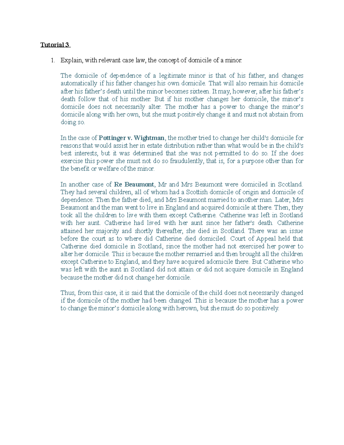 Tutorial 3 COL - Tutorial 3 Explain, with relevant case law, the ...