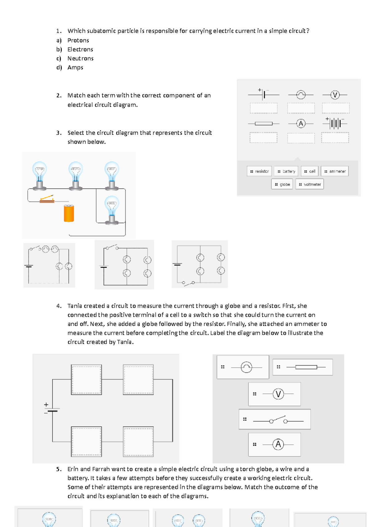 Electricity Practice Questions - Which subatomic particle is ...