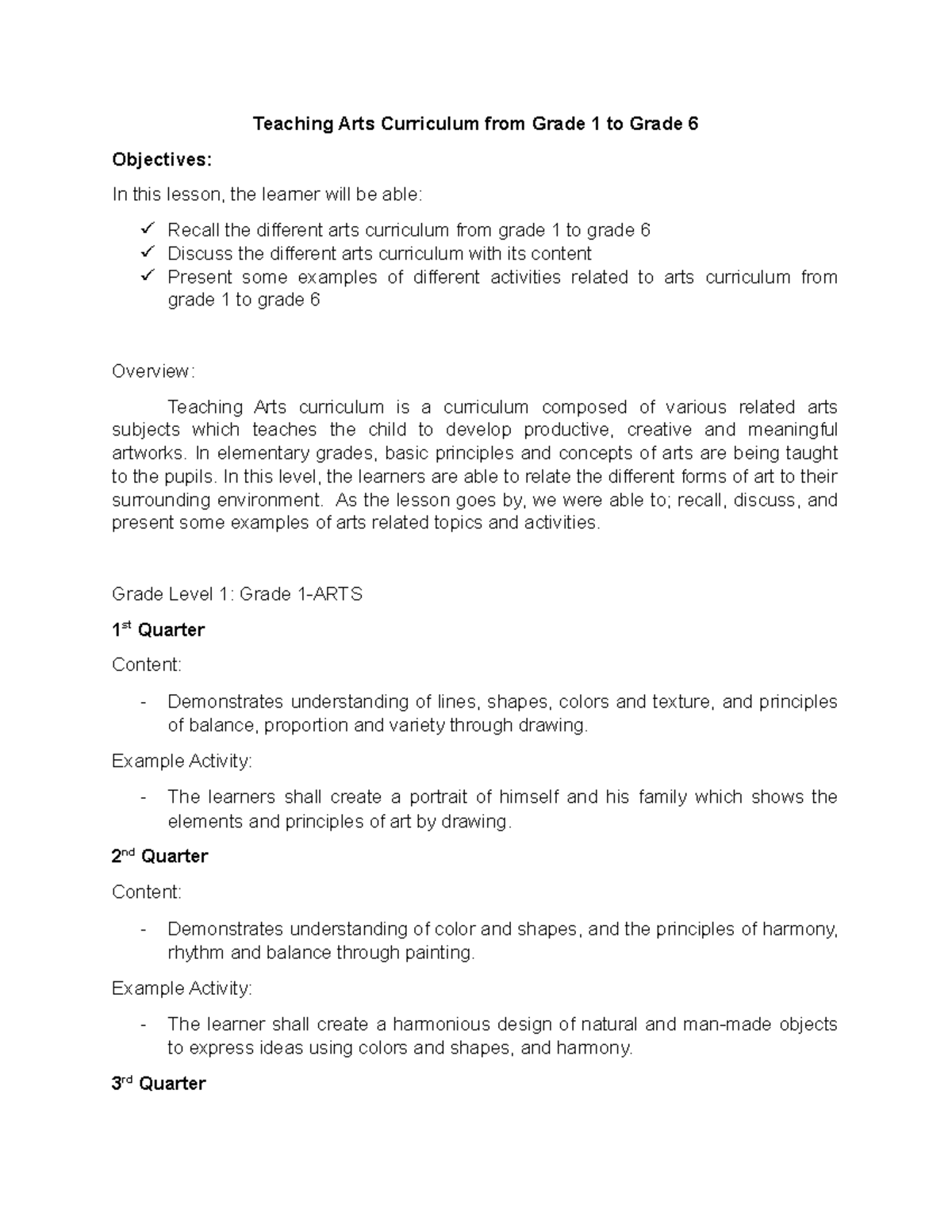 Teaching-Arts-Curriculum-from-Grade-1-to-Grade-6 - Teaching Arts ...