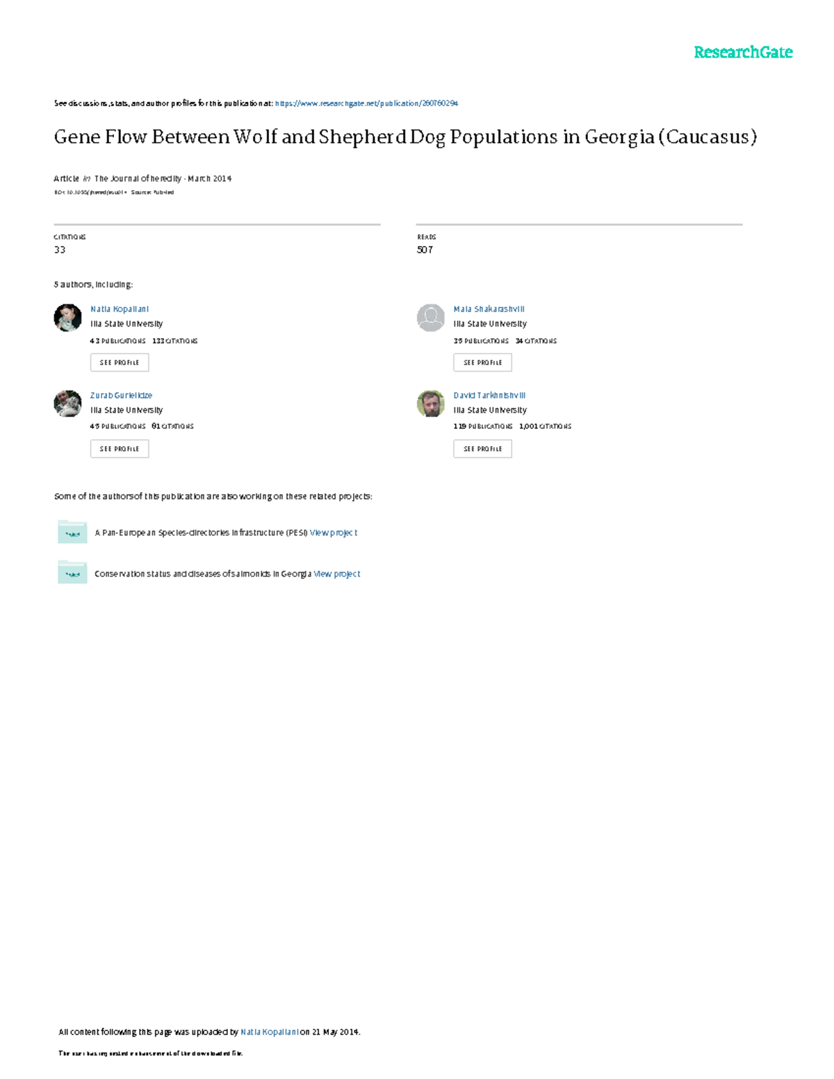 Gene flow between wolf and dog in the Caucasus - Bsc (Biochedmistry ...