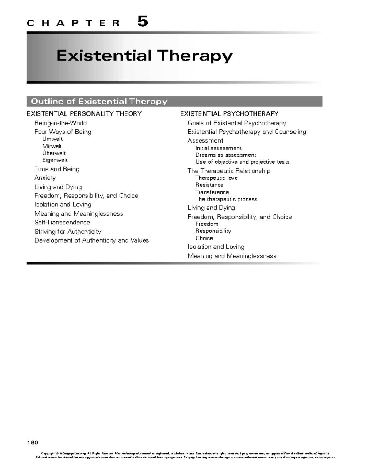 Existential therapy - C H A P T E R 5 Existential Therapy Outline of ...
