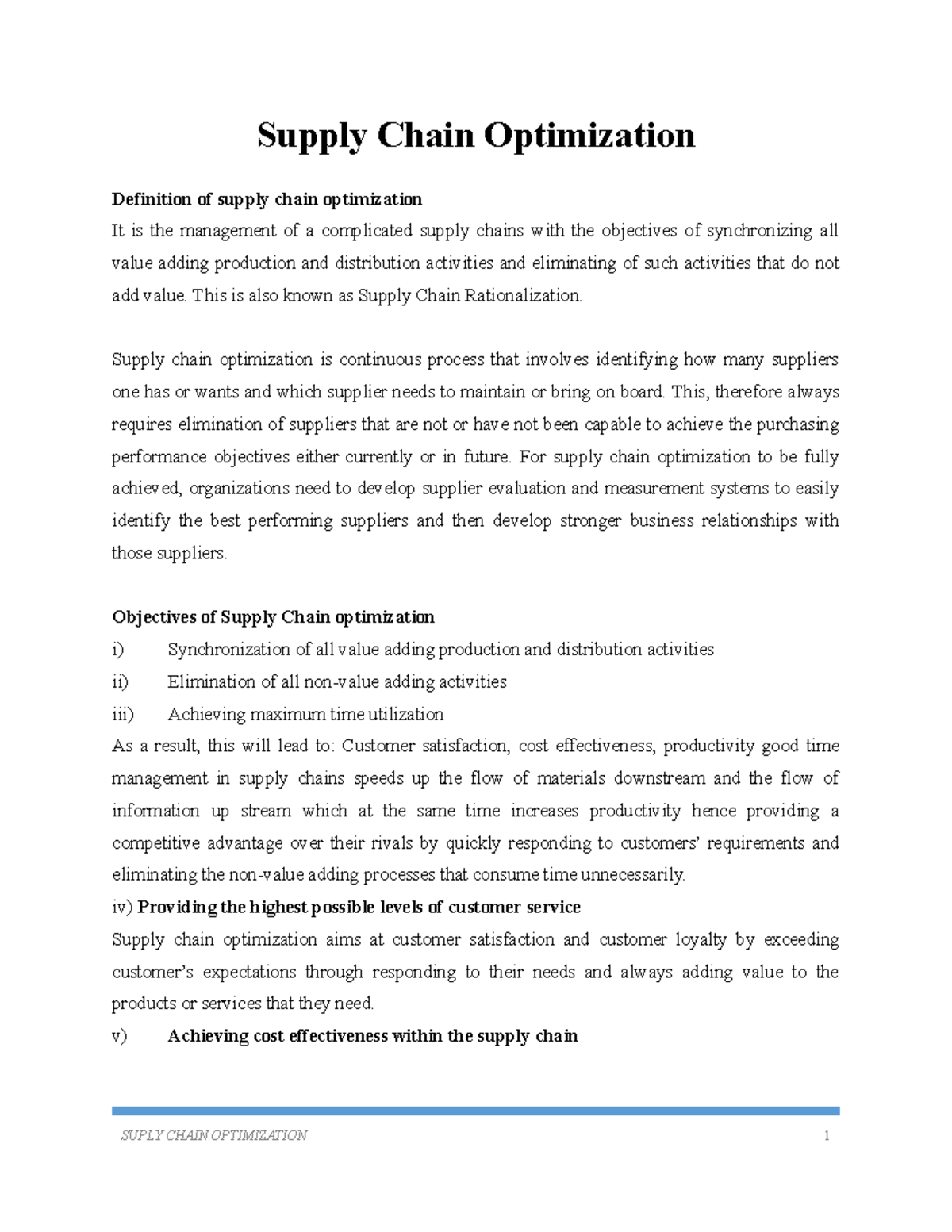 1697882800203 Supply Chain Optimization.docx-notes fn - Supply Chain ...