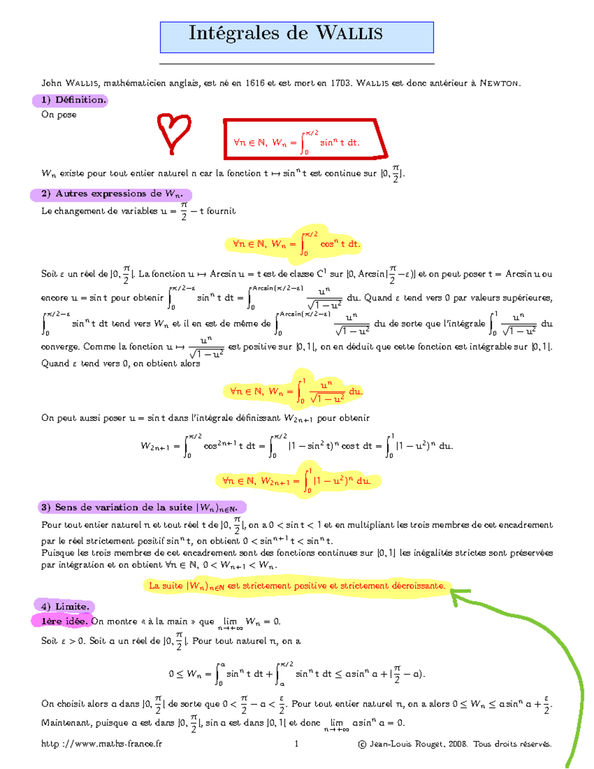 Integrales De Wallis - Intégrales de Wallis JohnWallis, mathématicien ...