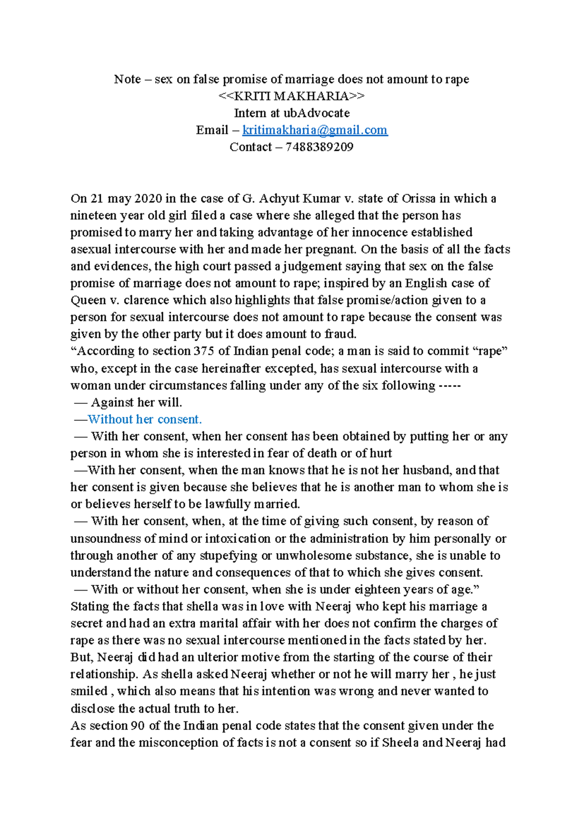 Sex Without Marriage To Rae Note Sex On False Promise Of Marriage