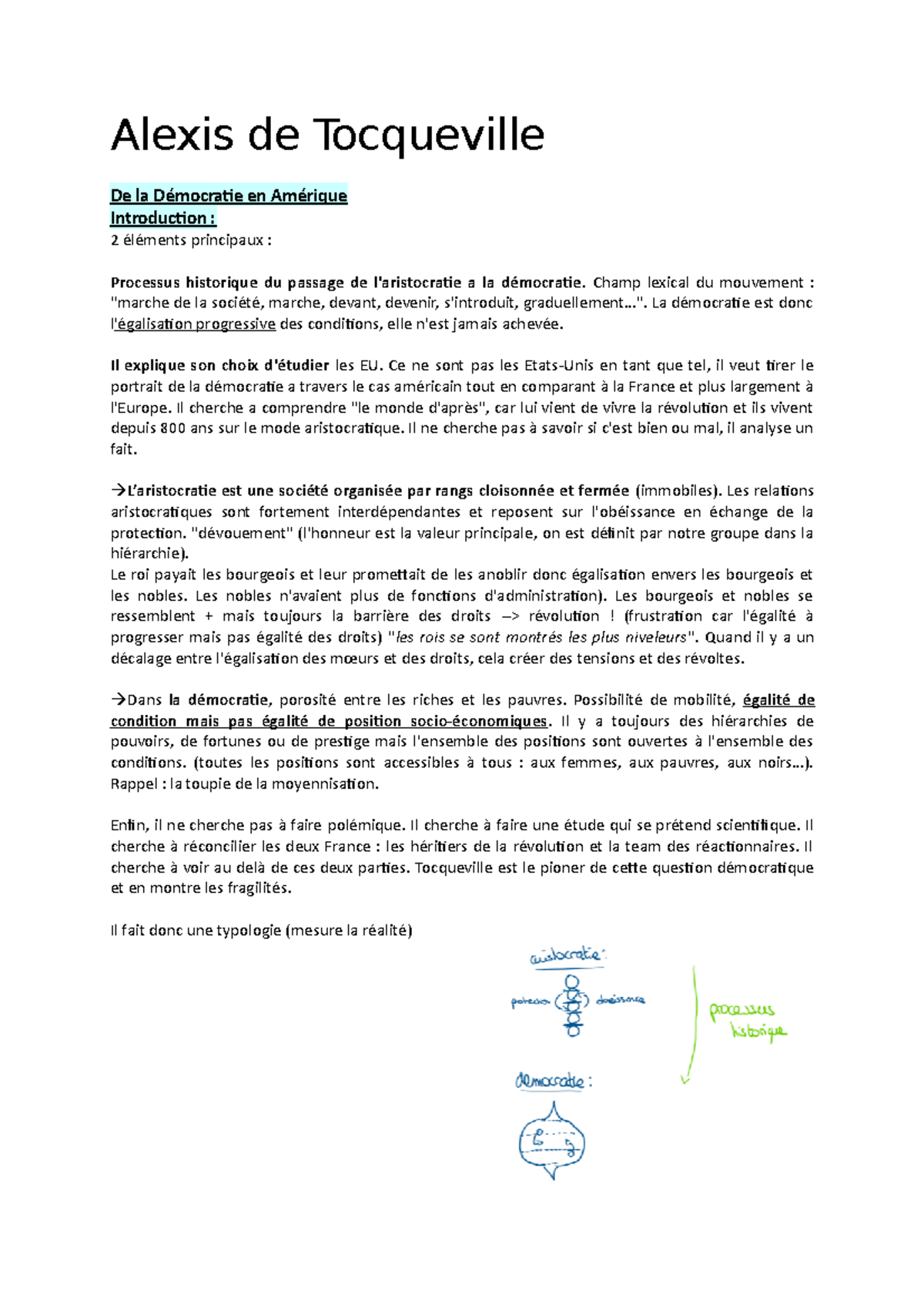Fiche Tocqueville - Alexis de Tocqueville De la Démocratie en Amérique ...