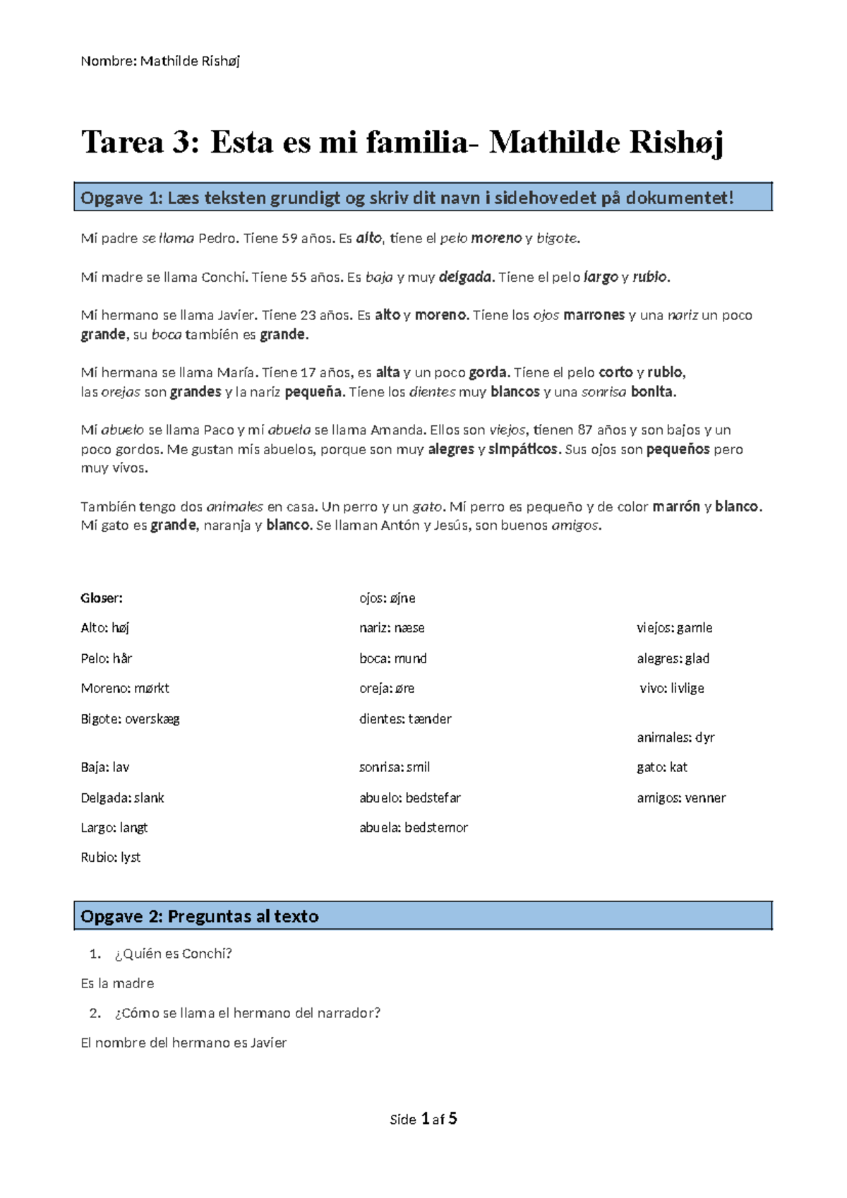 Tarea 3 esta es mi familia 1 - Tarea 3: Esta es mi familia- Mathilde ...