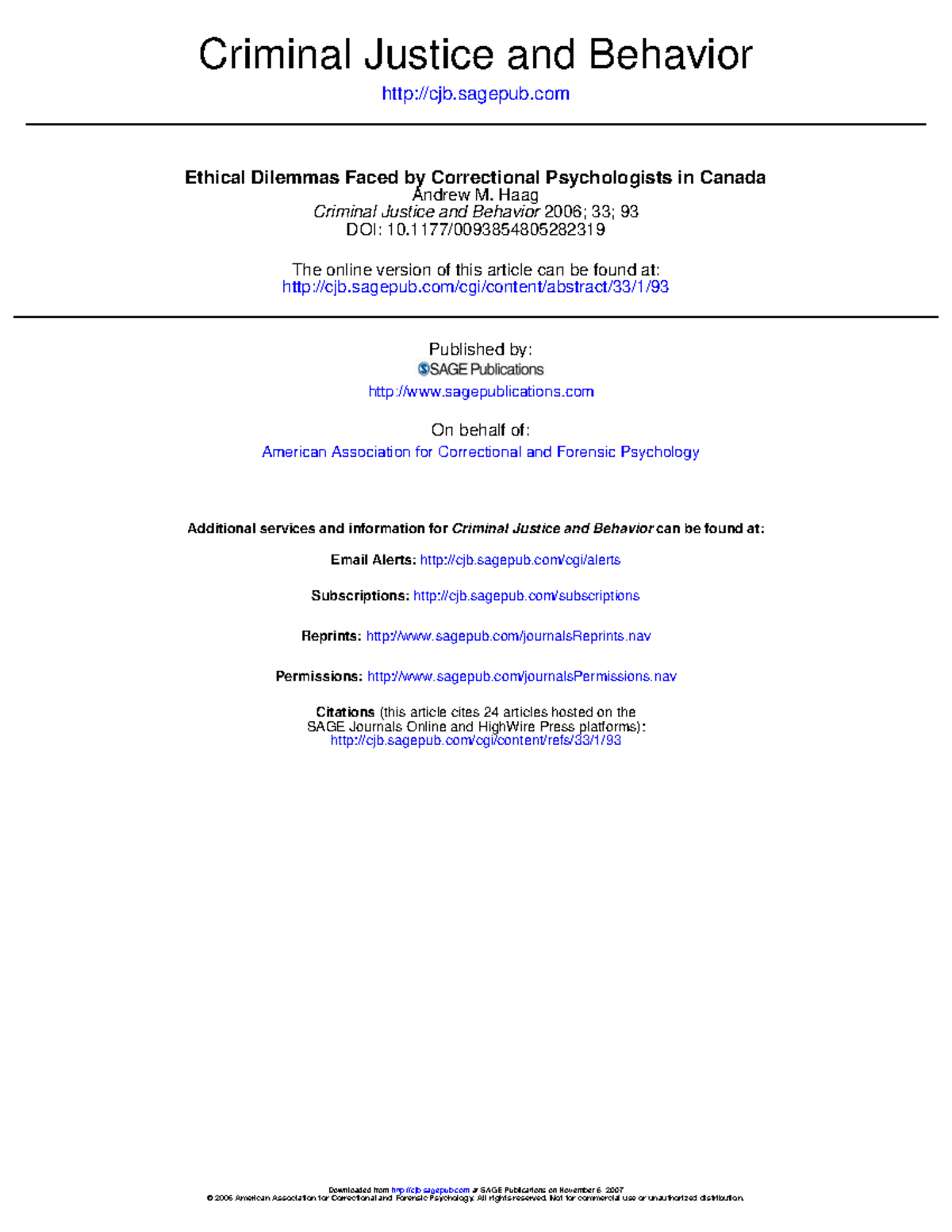 Ethical Dilemmas Faced by Correctional Psychologists in Canada - Studocu