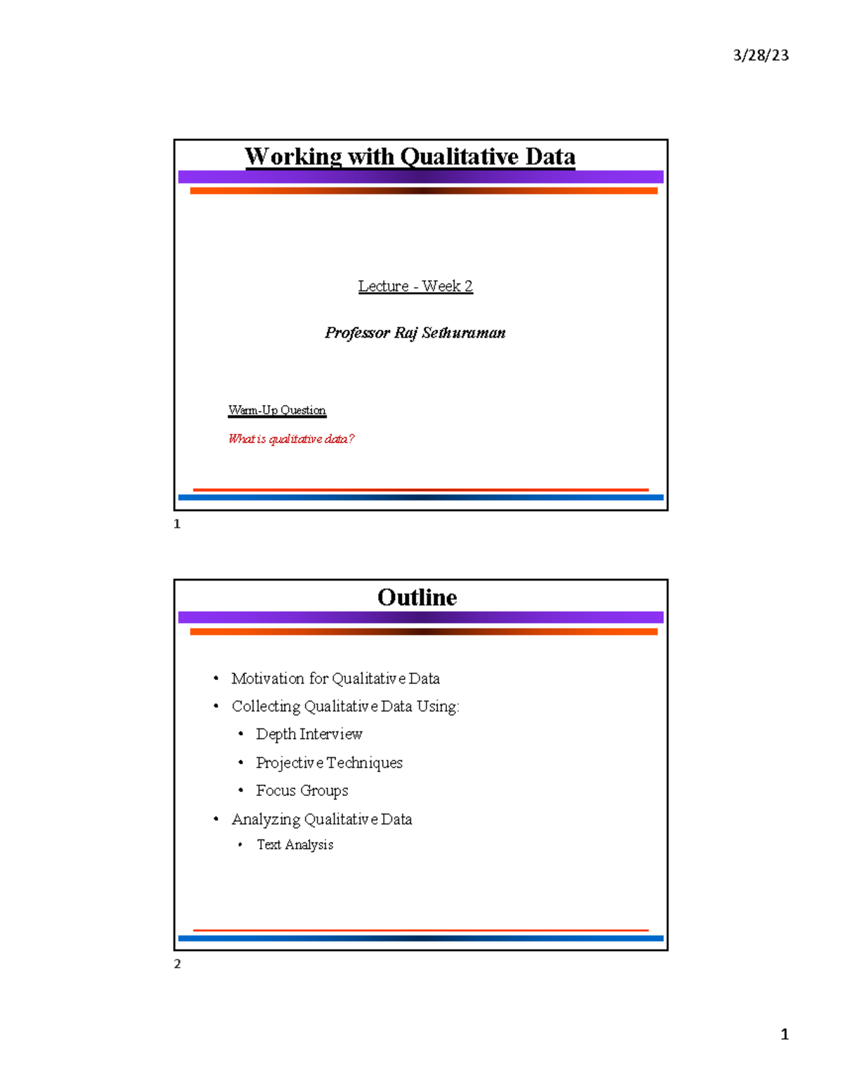 Week 2 Slides Class Slide Notes Week 2 Working With Qualitative Data Lecture Week 2