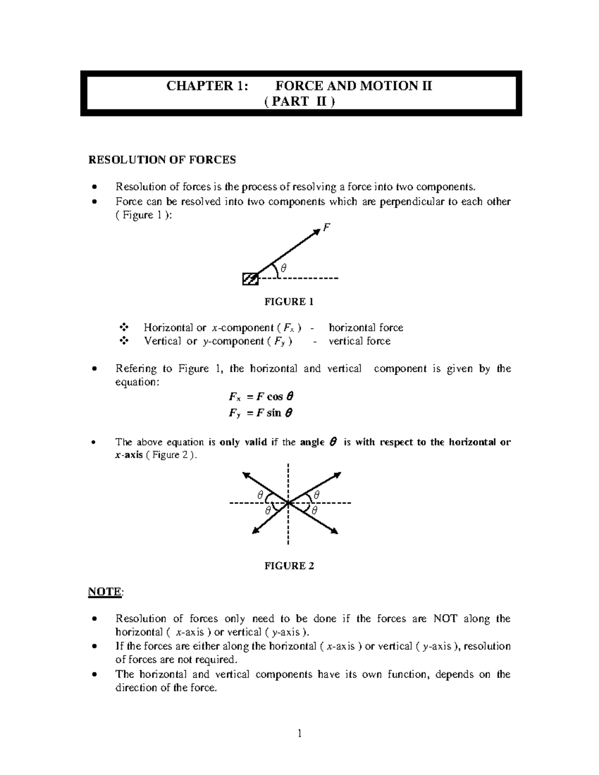 Chapter 1 Force AND Motion II PII F5 2023 - CHAPTER 1 : FORCE AND ...