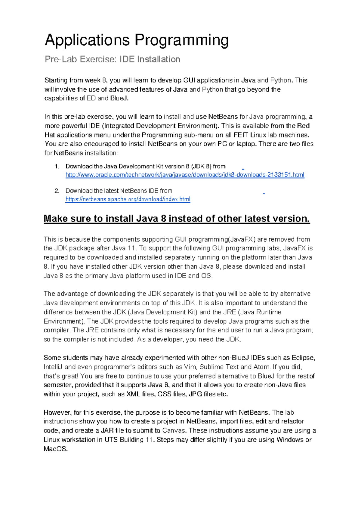 IDE Specification - IDE - Applications Programming Pre-Lab Exercise ...