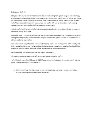 Case Study- CHF - Case Study: Congestive heart failure J is a 74 year ...