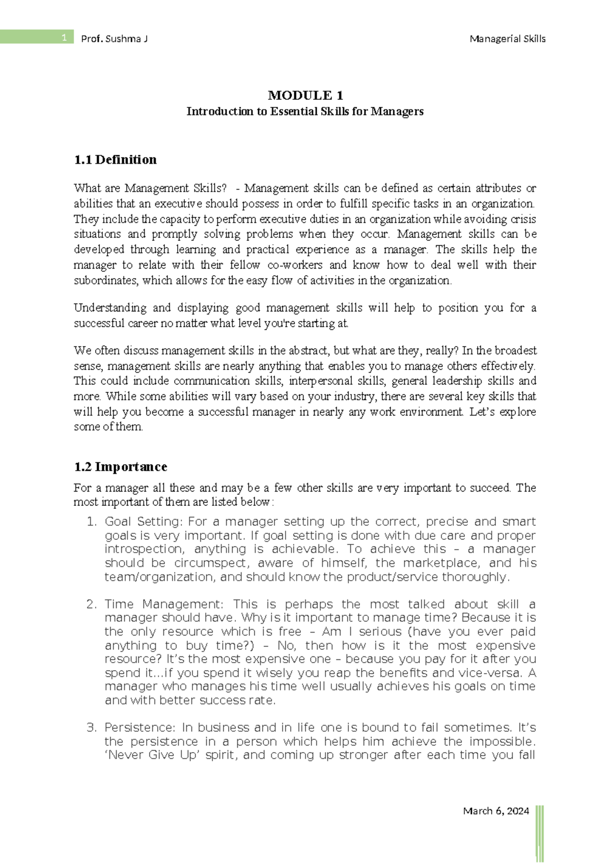 Module 1 - MODULE 1 Introduction to Essential Skills for Managers 1 ...