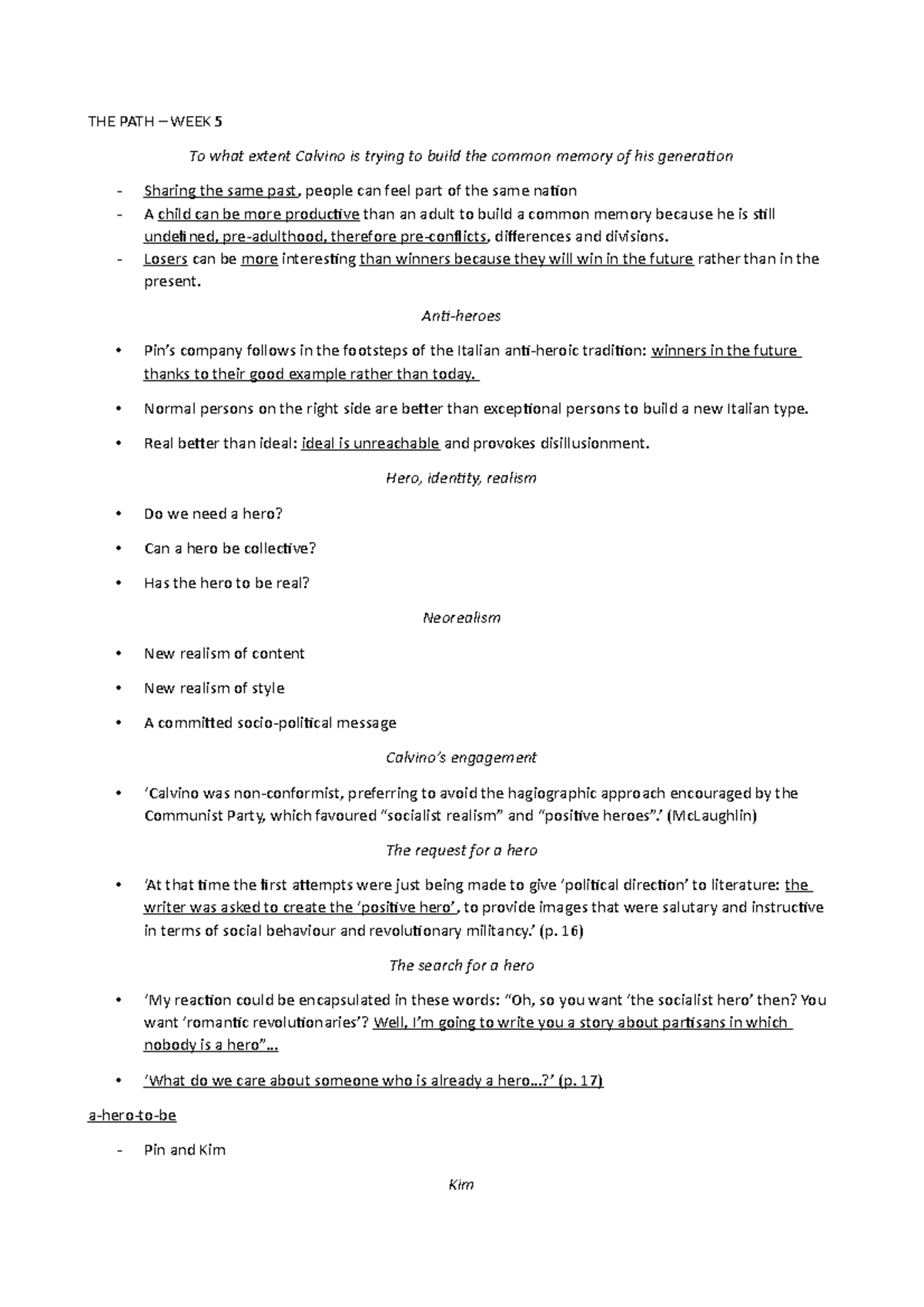 The Path - 5 - Lecture notes term 2, 5 - THE PATH – WEEK 5 To what ...