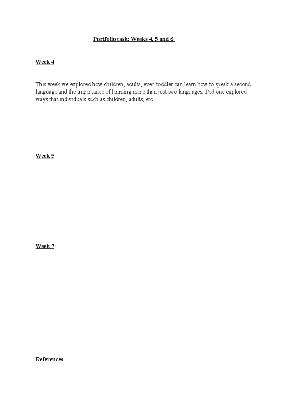 Portfolio task for weeks 2 and 3 - Portfolio task: Weeks 4, 5 and 6 ...