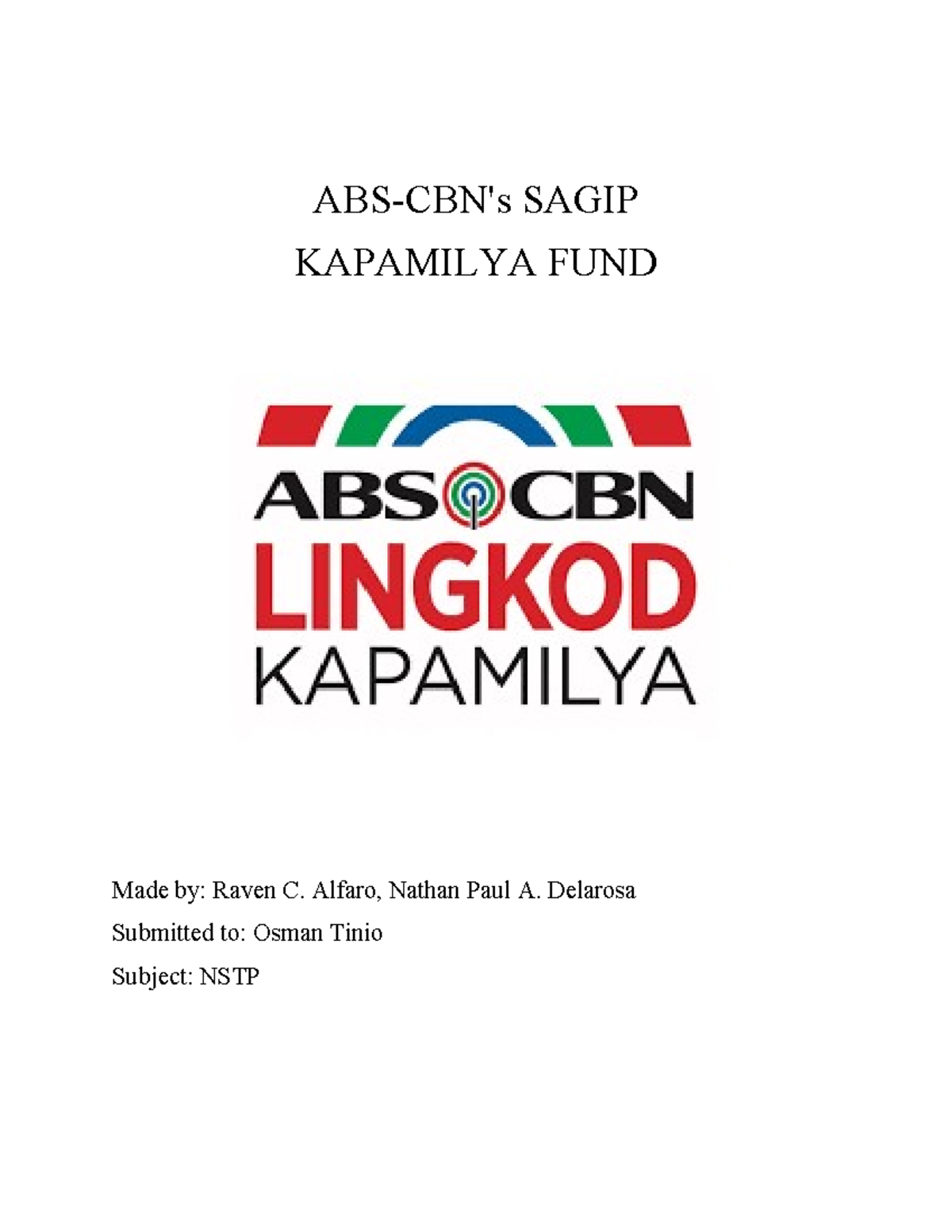Sagip-Kapamilya - Information - ABS-CBN's SAGIP KAPAMILYA FUND Made by ...