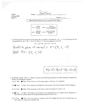 Section 13 2 Multivariable M 273q Msu Studocu