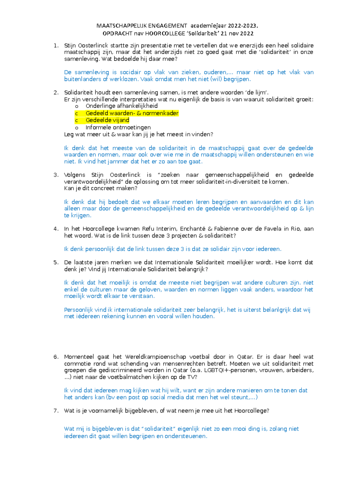 Opdracht nav Hoorcollege ‘Solidariteit’ 21 nov 2022 - MAATSCHAPPELIJK ...