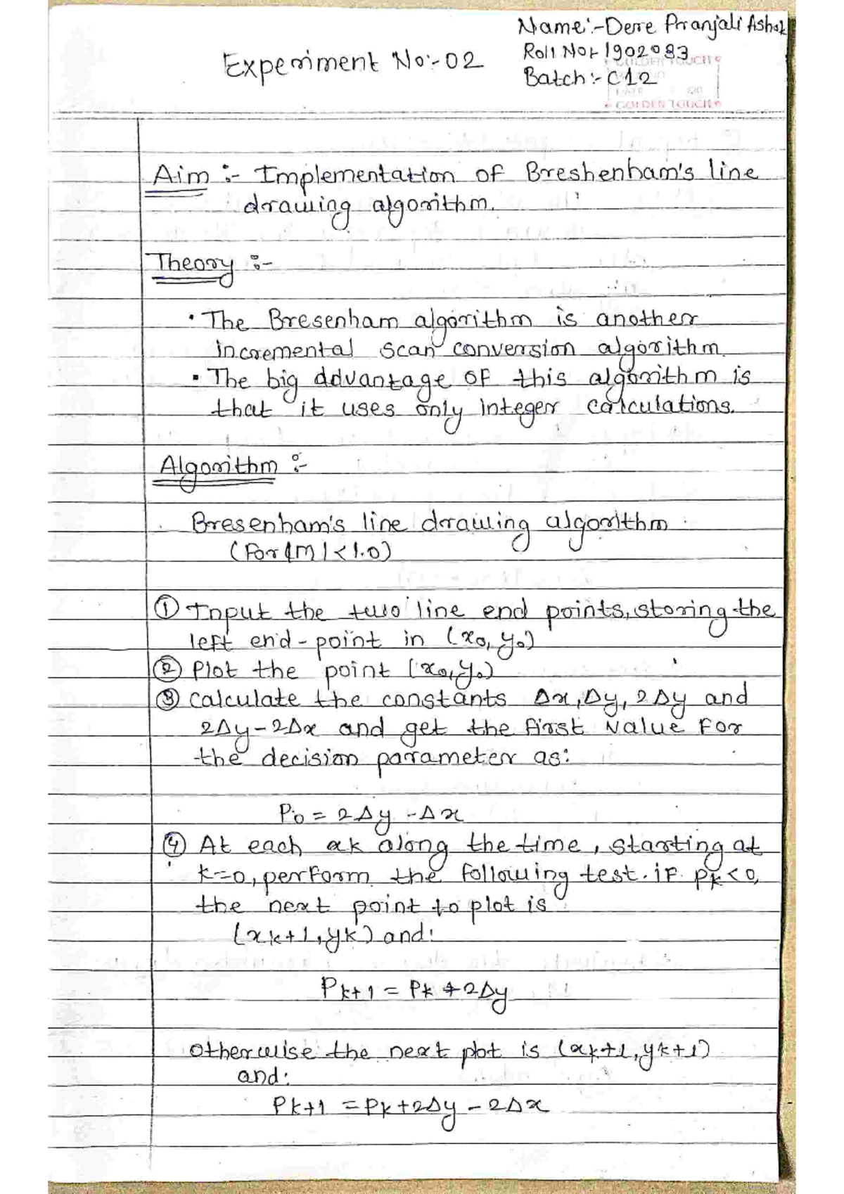 Cg Lab2 Computer Graphics Experiment Number 2 Mumbai University