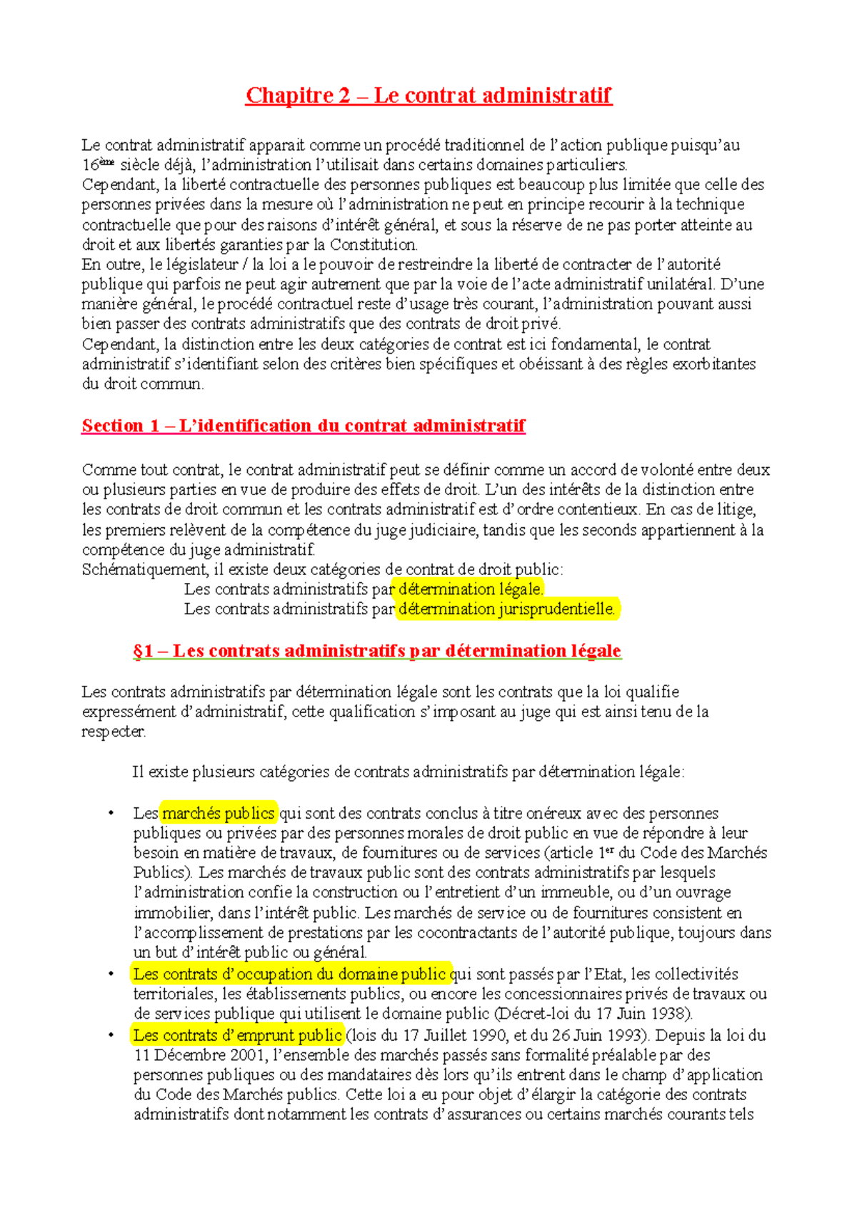 droit administratif 1 partie 2 chapitre - Chapitre 2 – Le contrat ...