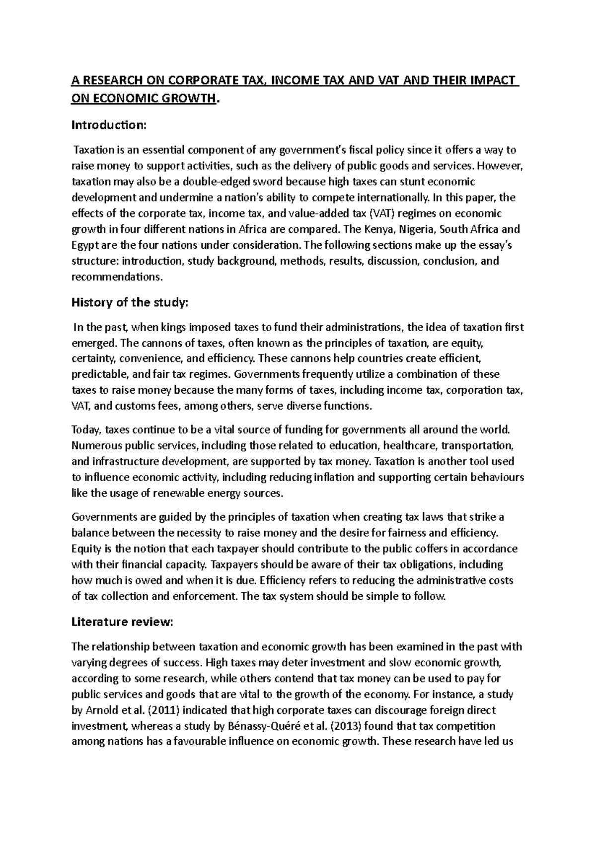 Taxation report - accounting - A RESEARCH ON CORPORATE TAX, INCOME TAX ...