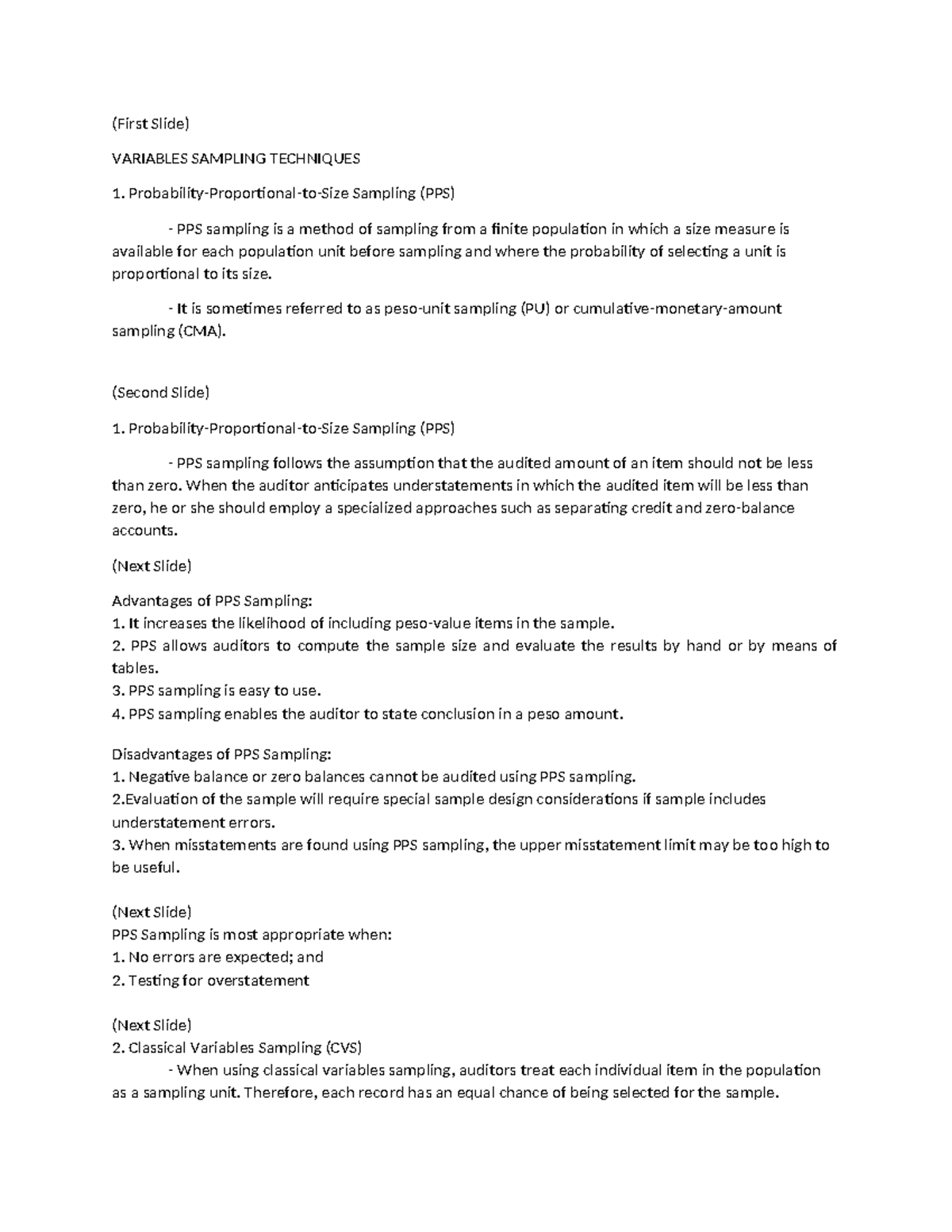 Ppt slides format - Lecture notes in stats - (First Slide) VARIABLES ...