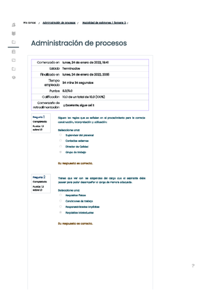 Puntos extra 1 autocalificable Revisión del intento - Administración de controles de cambio ...