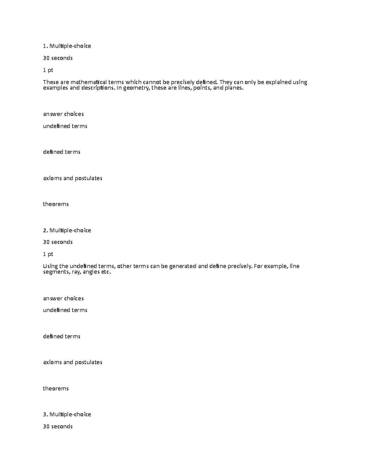 Conversion - Multiple-choice 30 seconds 1 pt These are mathematical ...